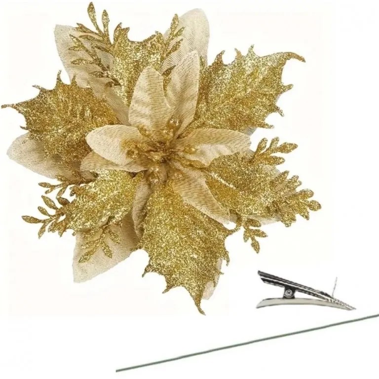 Flamenco Mystique Květina na vánoční stromek s klipem vánoce xxl 14 cm broskvový woz04