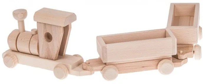 Dřevěný vláček s dvěma vagóny
