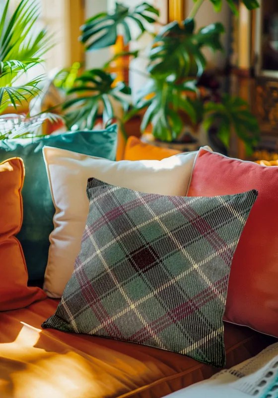 Ervi povlak na polštář Gobelínový - Tradiční zelený tartan