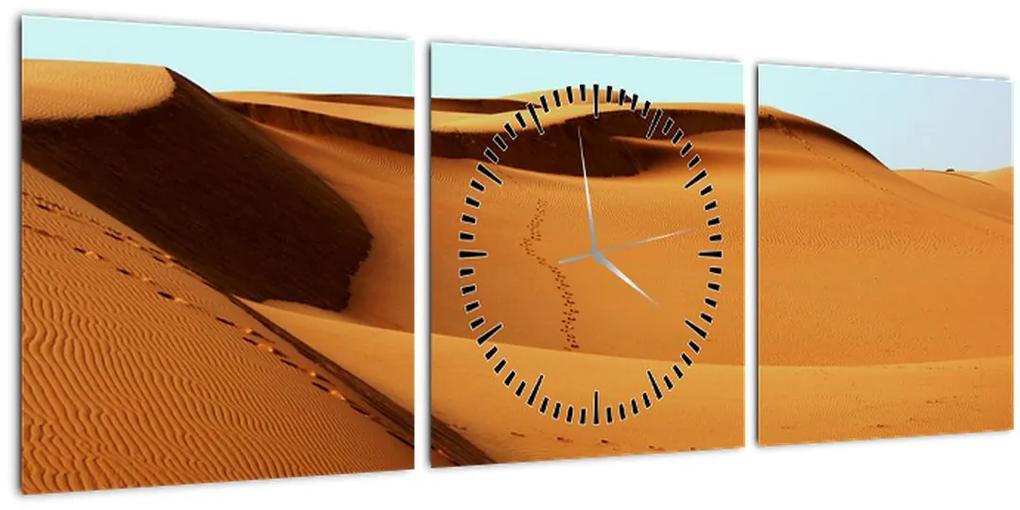 Obraz - Stopy v poušti (s hodinami) (90x30 cm)