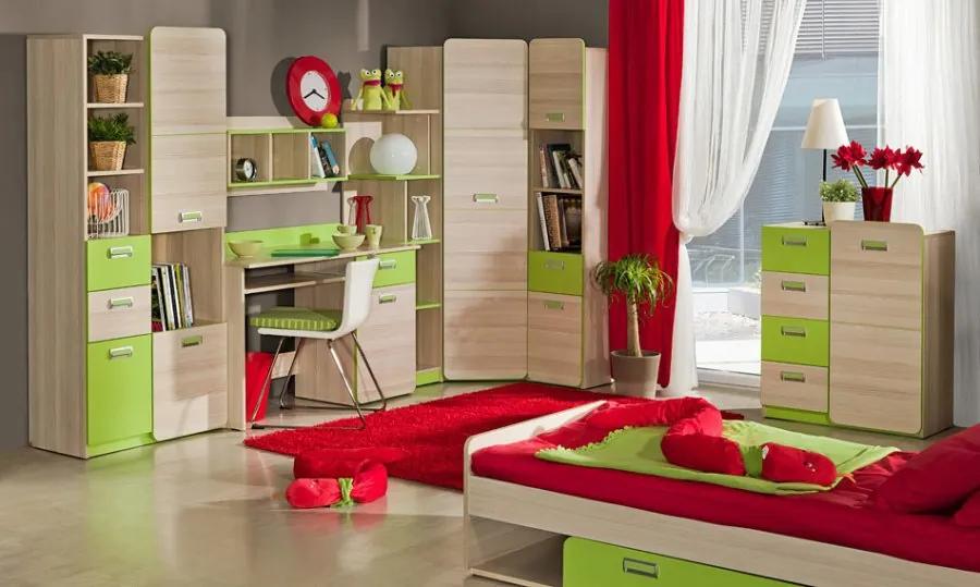 Casarredo - Komfort nábytek Dětský regál LIMO L3 se zásuvkami i dvířky, zelený