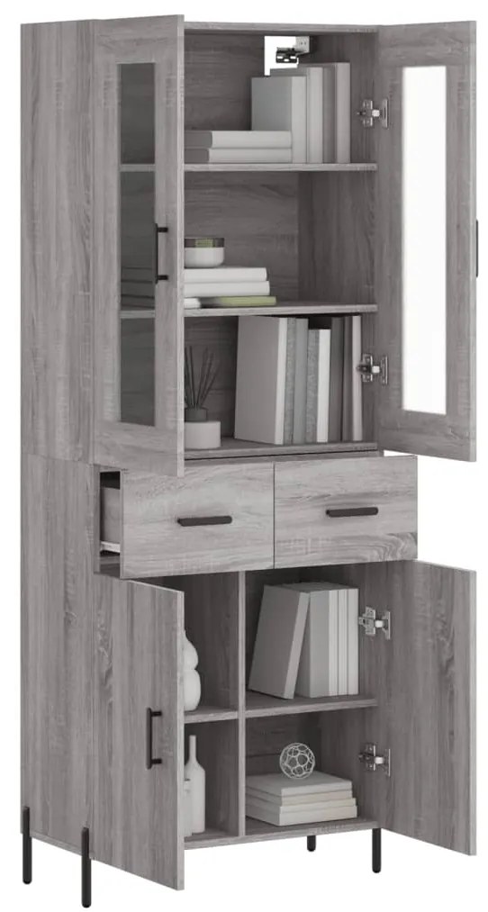 Skříň highboard šedá sonoma 69,5 x 34 x 180 cm kompozitní dřevo - Default Title