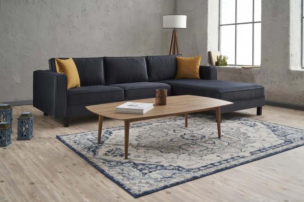 Hanah Home Sametová pohovka KALE antracit pravá 825BLC2720