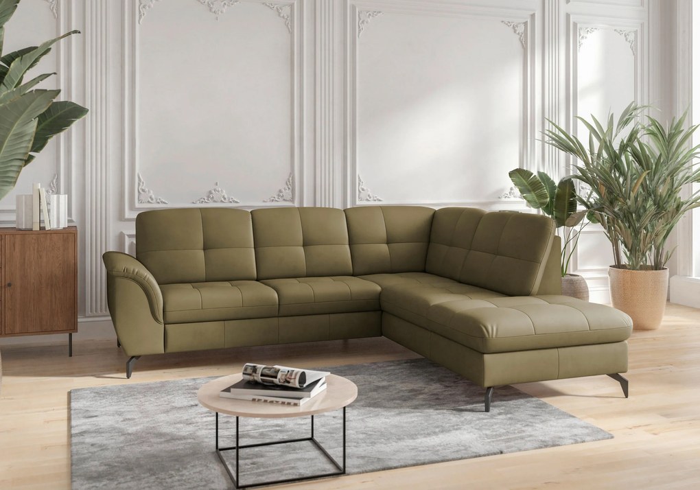 XXXLutz ROHOVÁ SEDAČKA, textil, kůže, olivově zelená Sit & More - Sedací soupravy - 000144016391