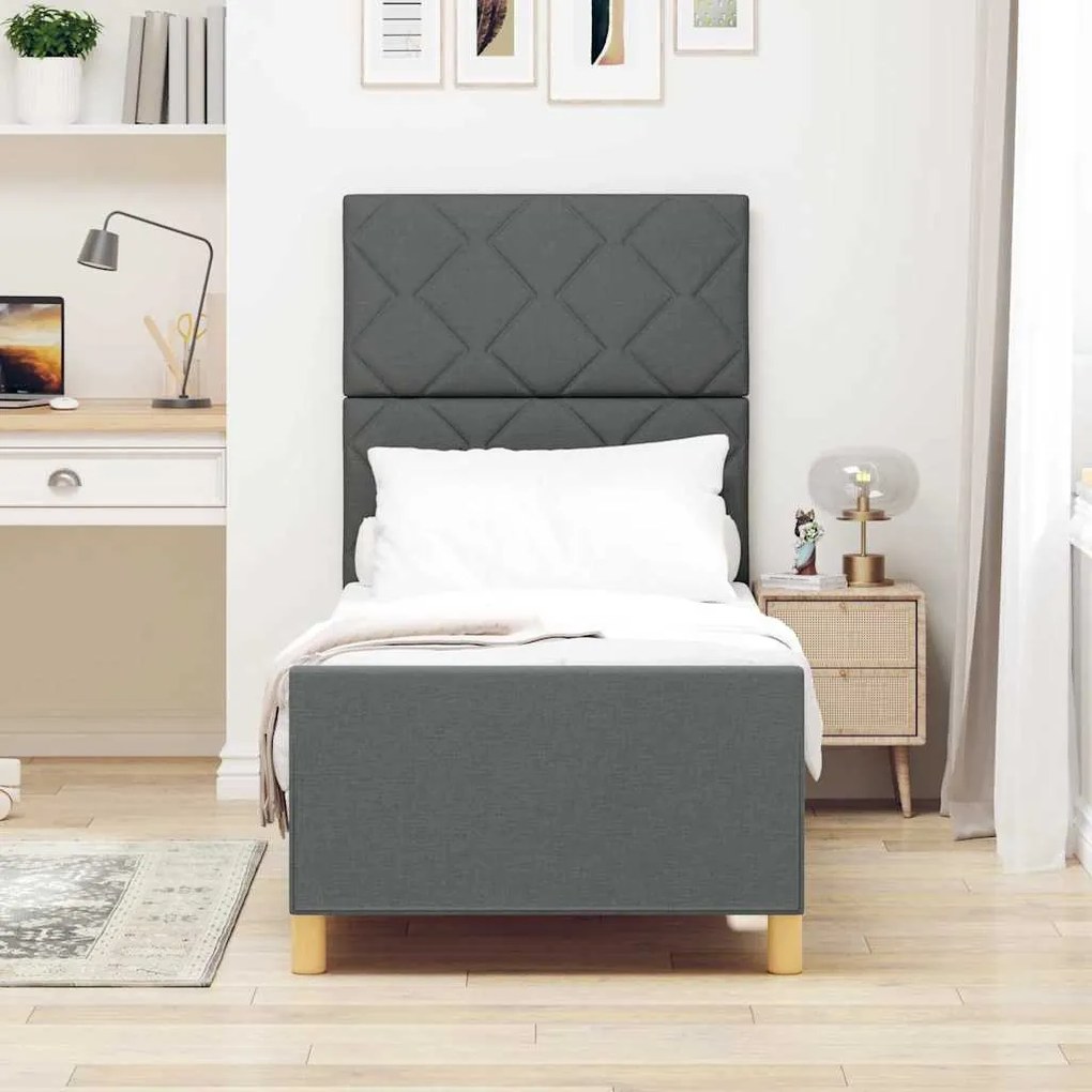 Rám postele s čelo Tmavě šedá 80 x 200 cm textil 3344761