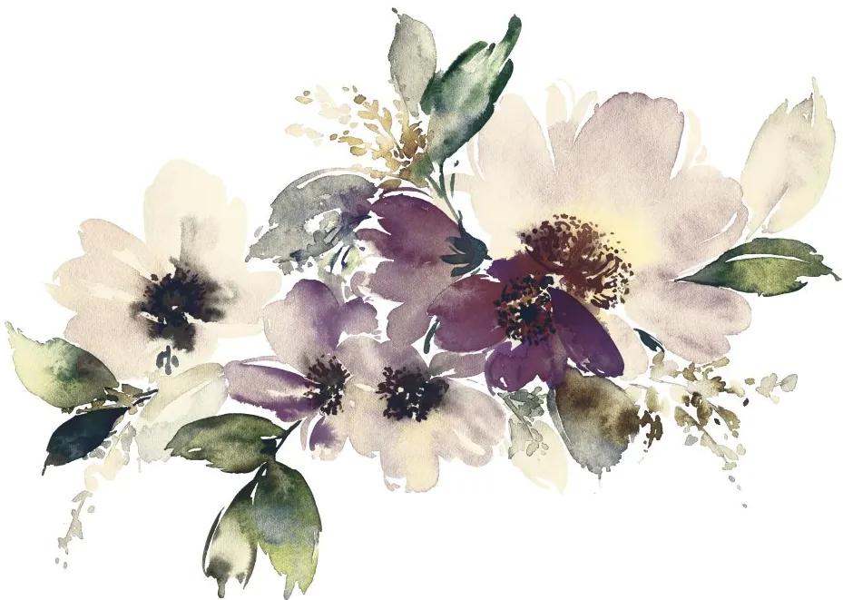 Obraz Listy A Květy Malované Akvarelem Nedostatek Nedostatek Přírodní plátno 40x30