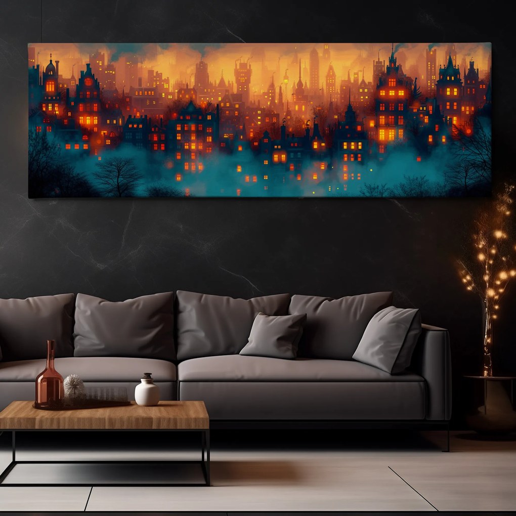 Obraz na plátně - Husté mlhy Sunderlandu FeelHappy.cz Velikost obrazu: 120 x 40 cm