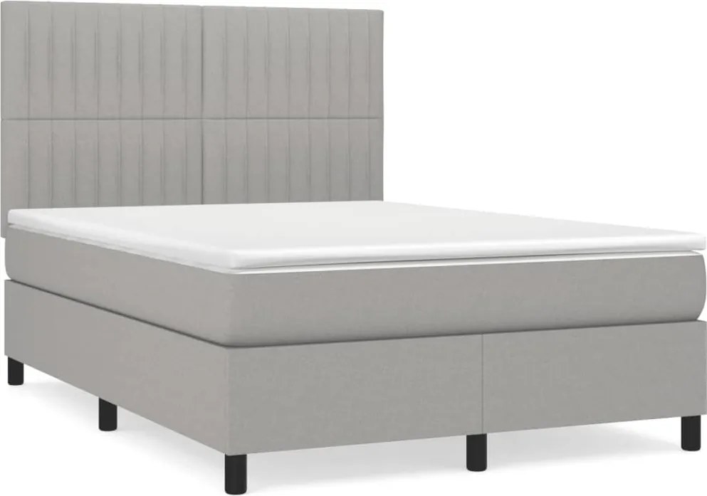 Box spring postel s matrací světle šedá 140 x 190 cm textil 3141929