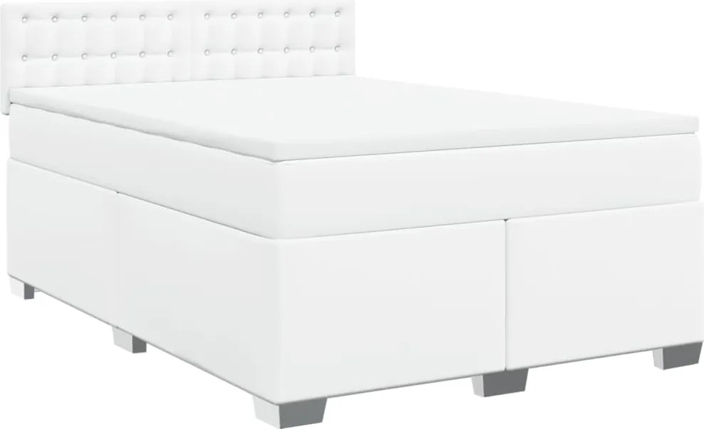 Box spring postel s matrací bílá 140 x 190 cm umělá kůže 3288421