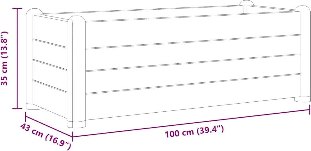 Vyvýšený záhon PP antracitový 100 x 43 x 35 cm 313977