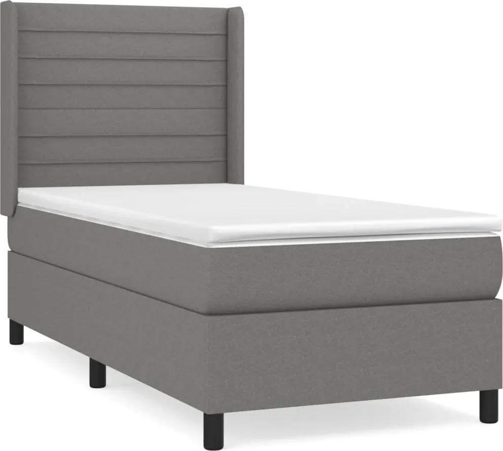 vidaXL Box spring postel s matrací 90x200 cm textil [3131486] Barva: tmavě hnědá