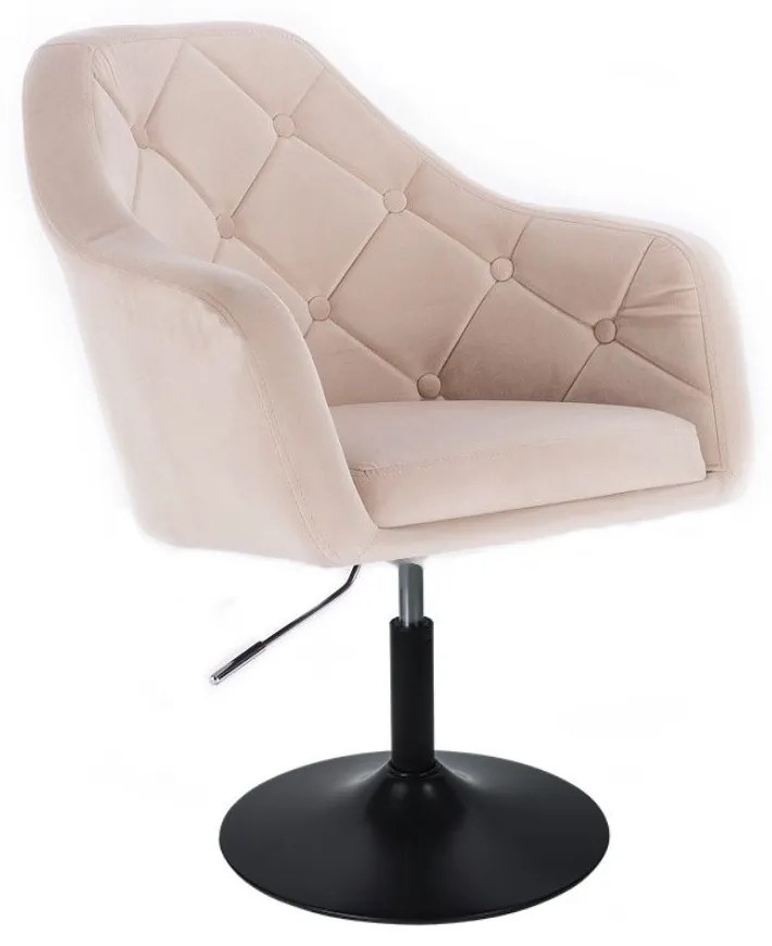 LuxuryForm DESIGN Křeslo ANDORA VELUR na černém talíři - krémové
