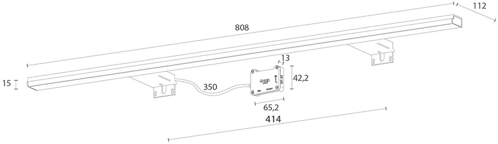 Sapho, PANDORA LED svítilna, 15W, 808x15x112mm, chrom, E27576CI
