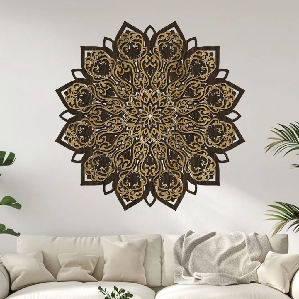 dřevo života 2 vrstvá mandala ROZKVĚTU Rozměry šxv (cm): 95x95, Zvolte barevný dekor: javor-horsky dub