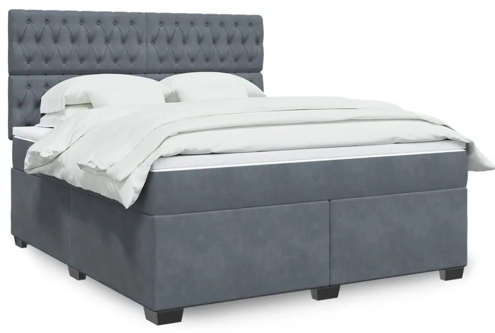 Box spring postel s matrací tmavě šedá 180x200 cm samet 3293285