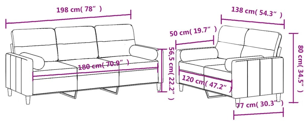 2dílná sedací souprava s polštáři tmavě šedá textil