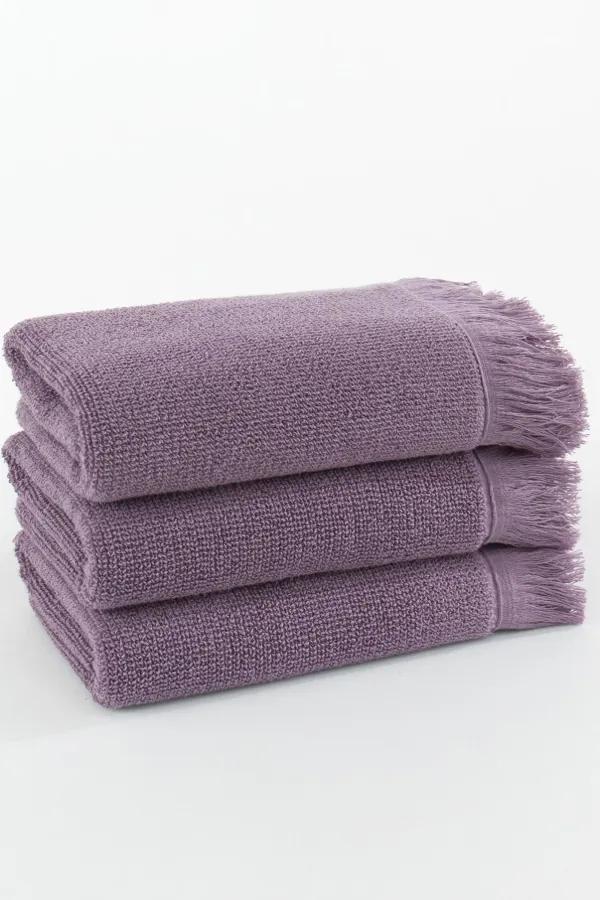 Soft Cotton Malý ručník FRINGE 32x50 cm Fialová / Lila, 550 gr / m², Česaná prémiová bavlna 100% DOBBY