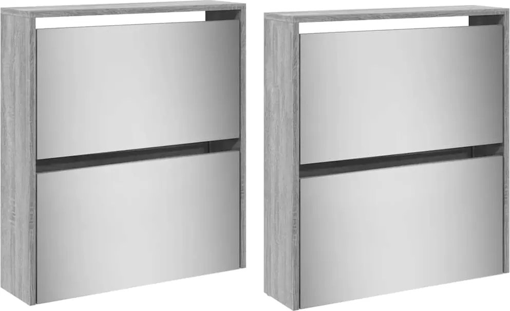 Botník se zrcadlem 4patrový šedý sonoma 63 x 17 x 134 cm 3228278