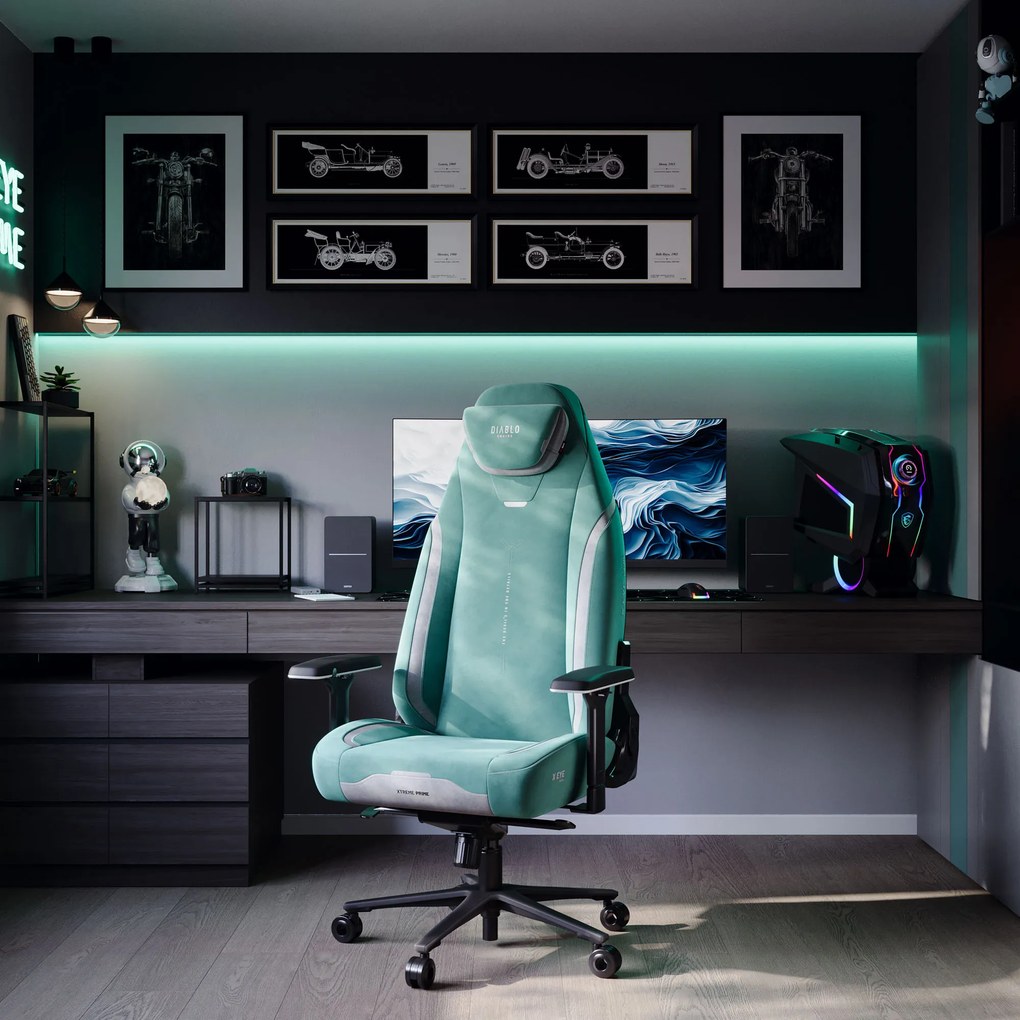 Herní křeslo Normal Size, mátový-černý: Diablo X-Eye Prime Mystic Mint