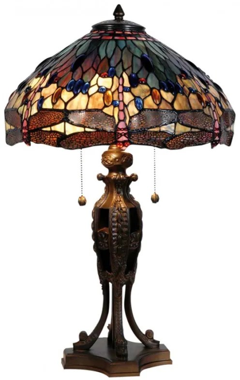 Stolní lampa Tiffany Dark dragonfly – 42x64 cm