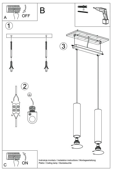 Sollux SL.1490 - Lustr na lanku LAGOS 2xGU10/10W/230V červená