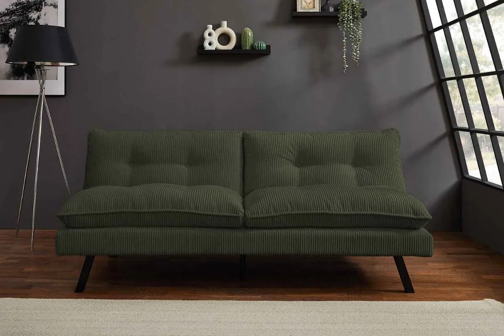 Designová rozkládací pohovka Yehudah 190 cm zelený manšestr