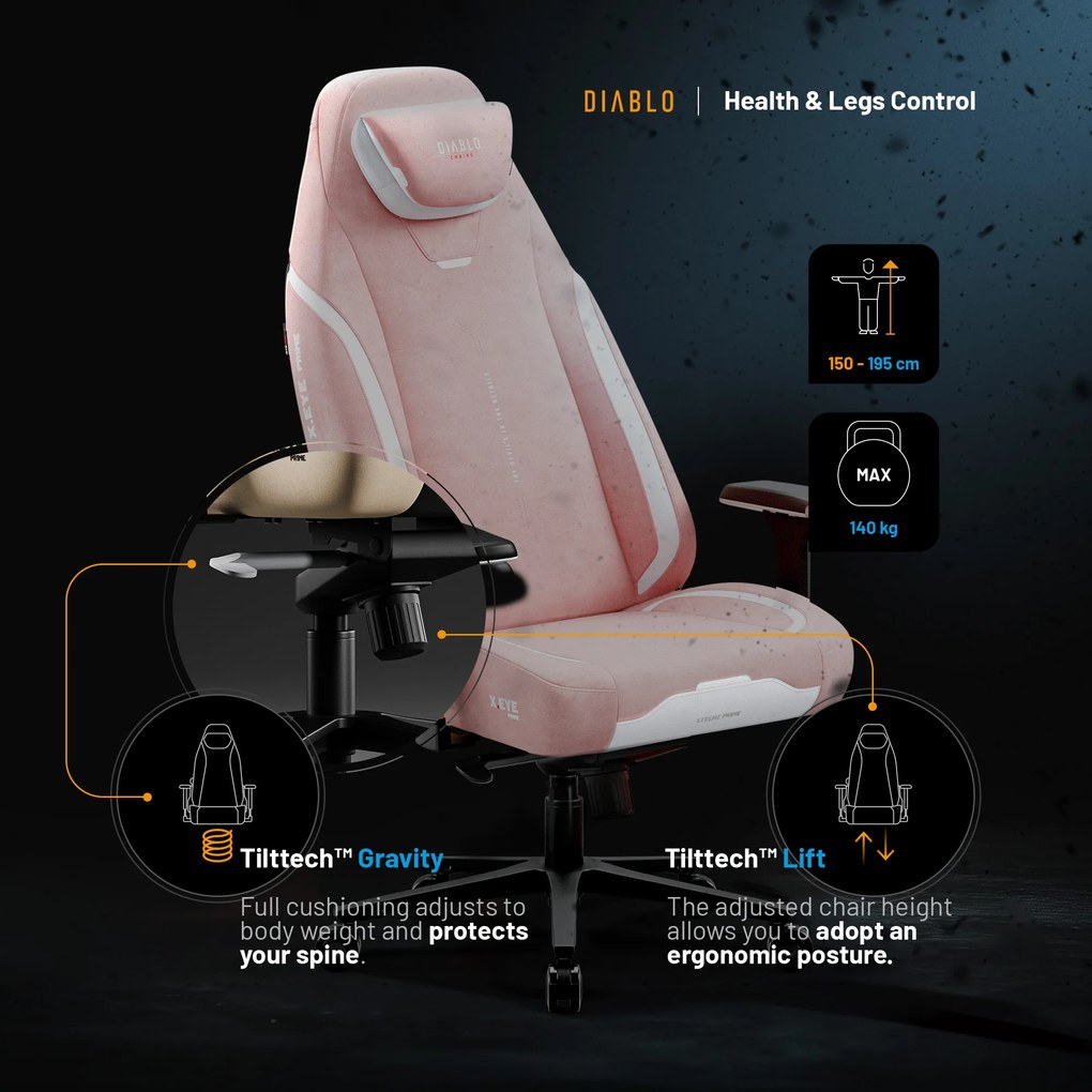 Herní židle Normal Size, černo-růžová: Diablo X-Eye Prime Akira Pink