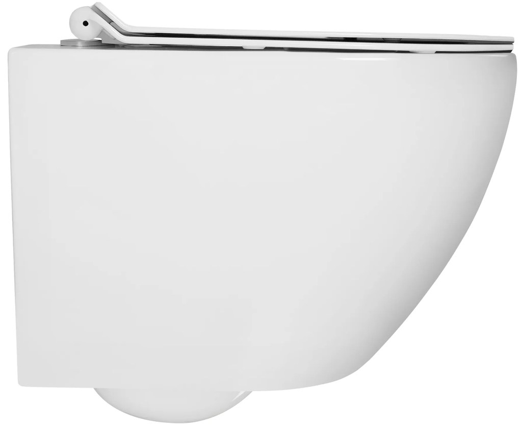 Gamma Mut, závěsná WC mísa 48x37 cm Rimless s pomalu padajícím sedadlem, bílá lesklá, GMA-MUT-203