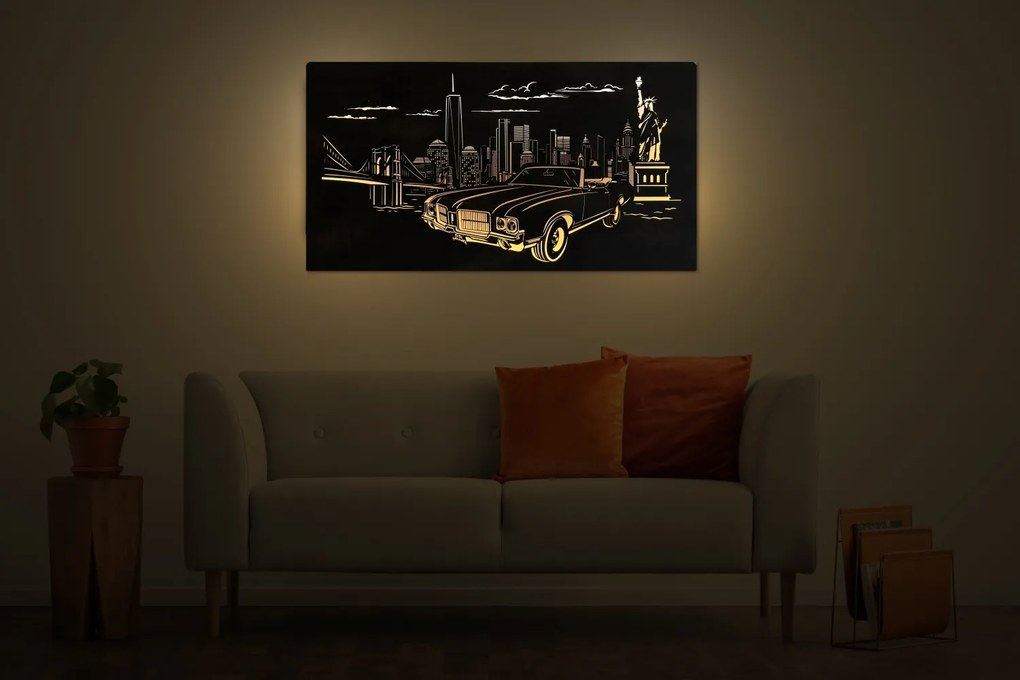 Li-Go "New York" světelný obraz 230V 110x60cm provedení povrchu: dub světlý