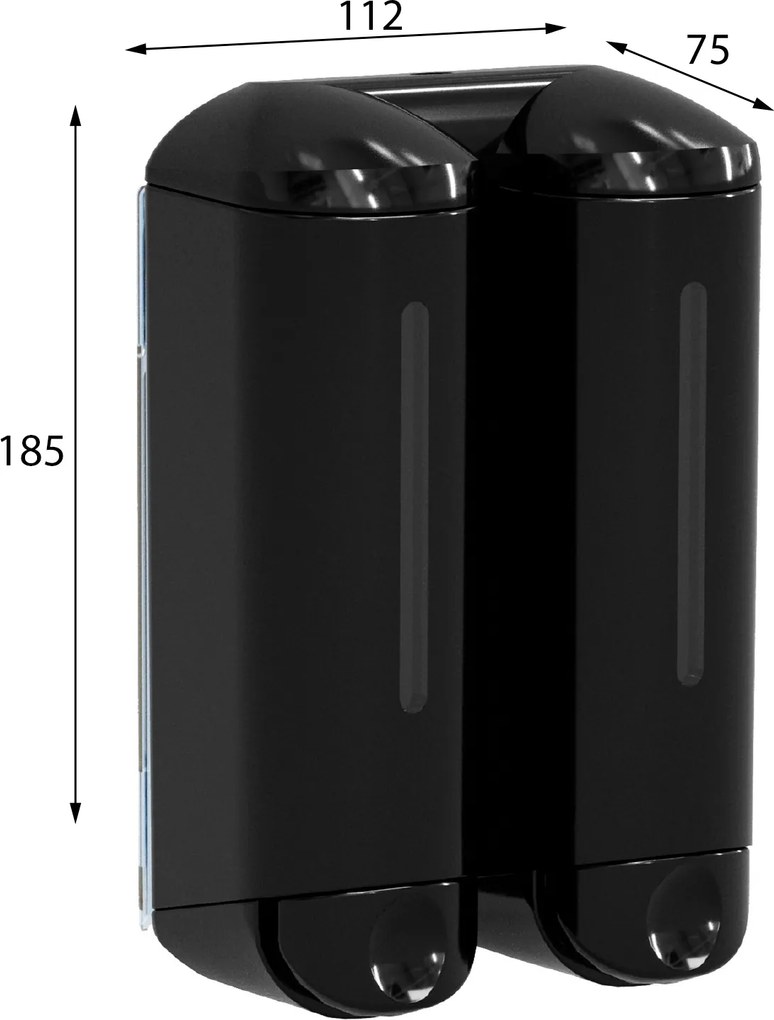 MARPLAST MARPLAST, SHOWER MEDIUM dvojitý dávkovač tekutého mýdla 2x250ml, černá, A94803