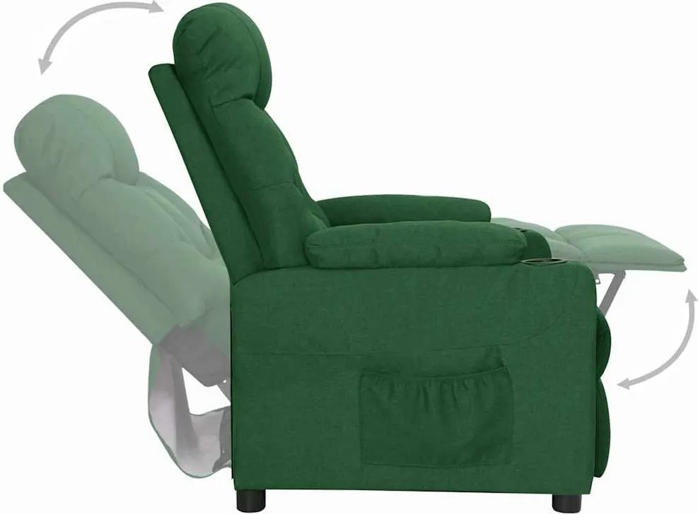 Polohovací křeslo tmavě zelené textil 339088