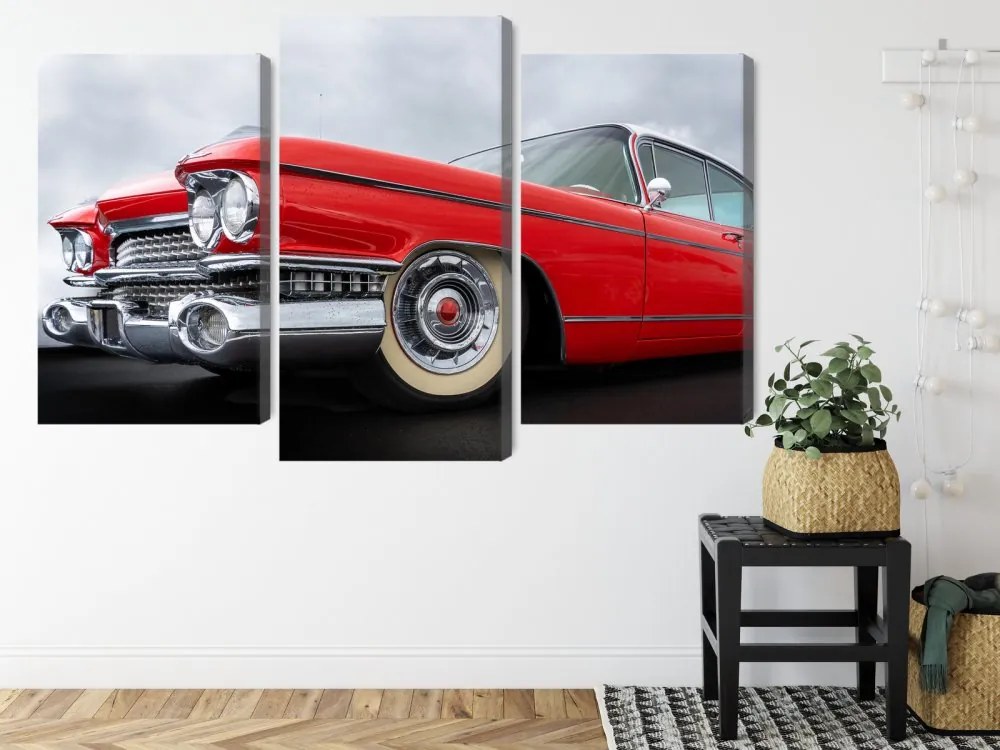 Vícedílný obraz Červené Auto Z 50. Let Nedostatek Nedostatek Plátno Canvas 90x60