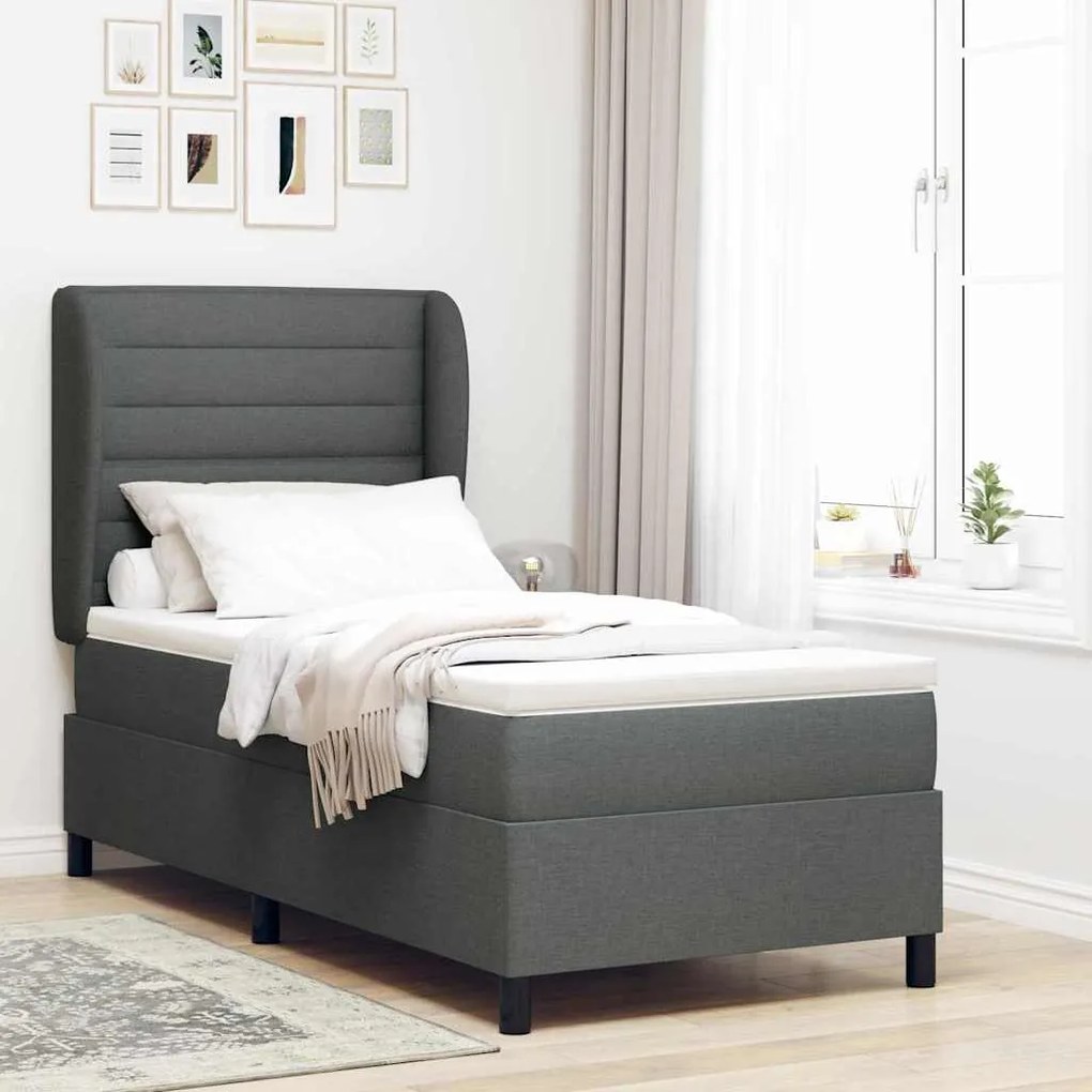 Postel s boxspringem s matrací Tmavě šedá 80 x 200 cm textil 3340467