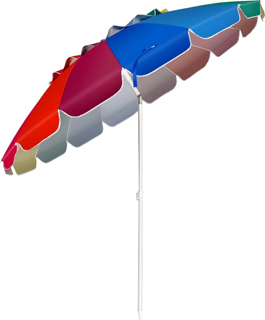Costway 243 cm plážový slunečník hliníkový sklopný - barevný, barvitý