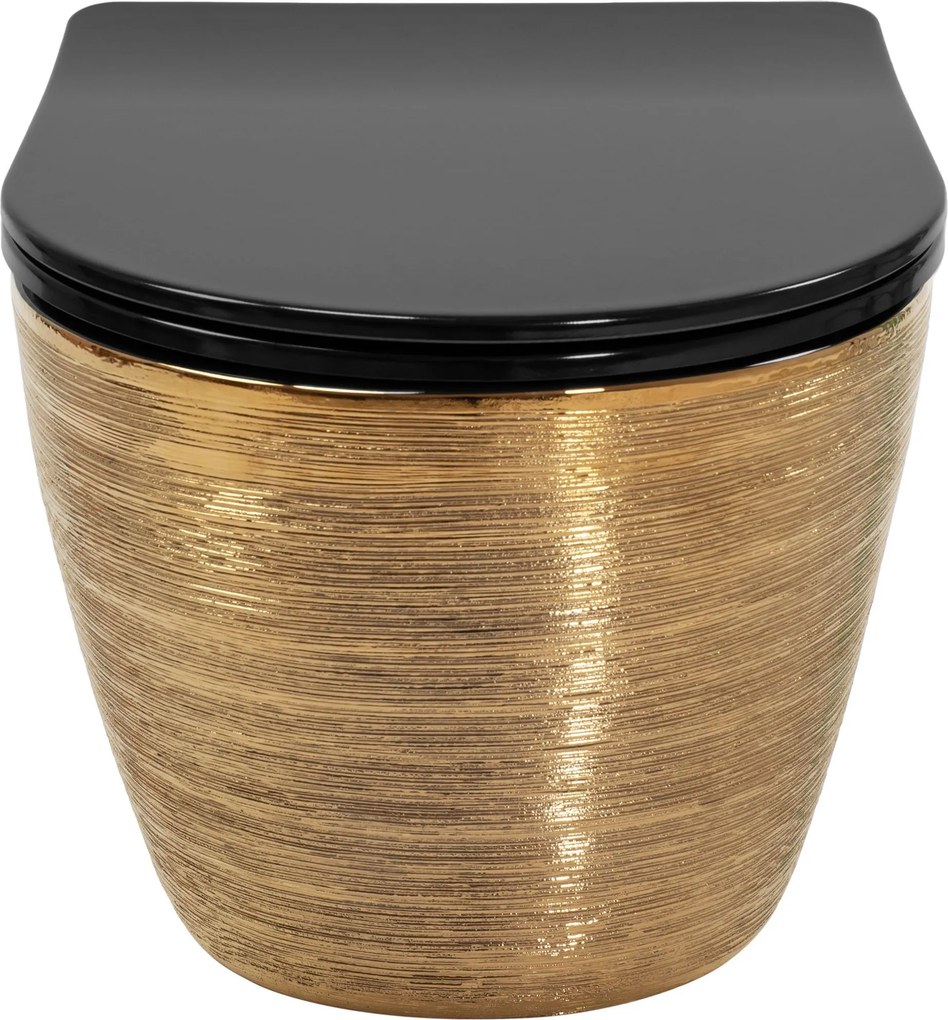 Závěsná WC mísa Rea Carlo Mini Tornado Black Brush Gold