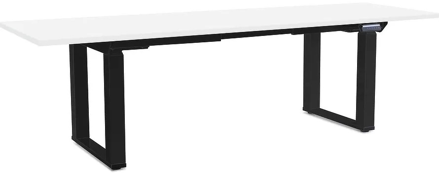 Výškově nastavitelný stůl OfficeTech Strong 240 x 80 cm, černá podnož, bílá