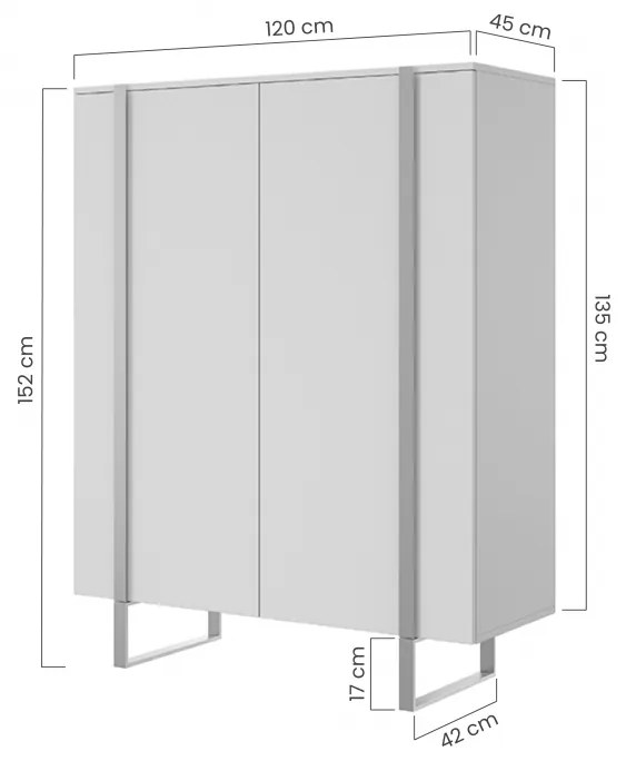 Komoda Verica 120 cm - cachmere / zlaté nožky