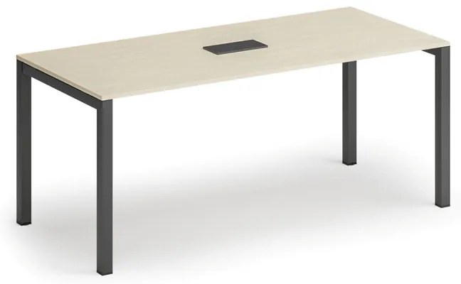 Jednací stůl PRIMO SQUARE, 180x80 cm, bříza + stolní zásuvka TYP I, černá