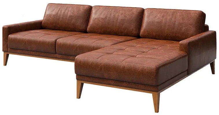 Rohová pohovka musso tufted 248 cm cognac pravá MUZZA