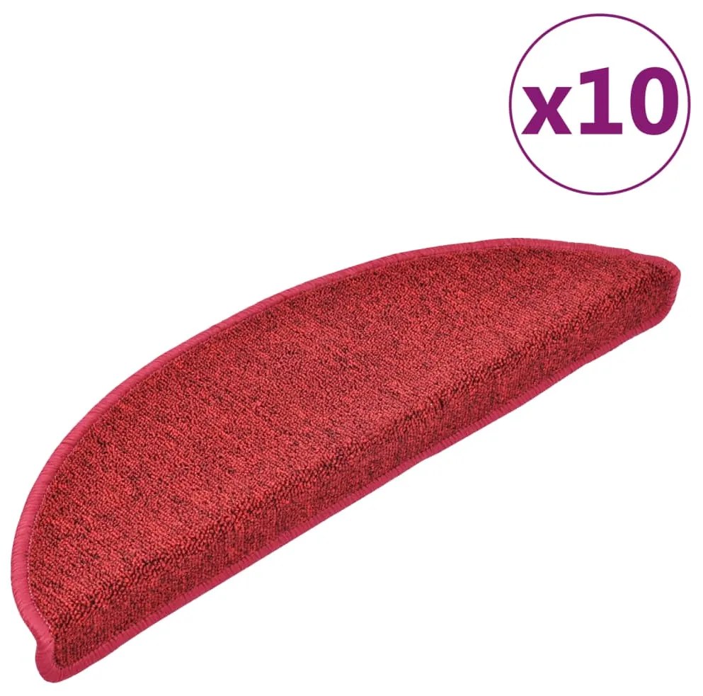 Schodové rohože 10 ks 56 x 17 x 3 cm červené půlkulaté 149745
