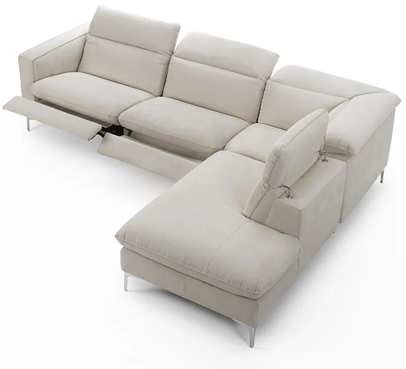 Pregio Italia sofa&relax Luxusní polohovatelná sedačka HAPPY Provedení: 2 místná 1 el. poloh. + lehátko, Vzorník látek: tekno fibra 03 milk