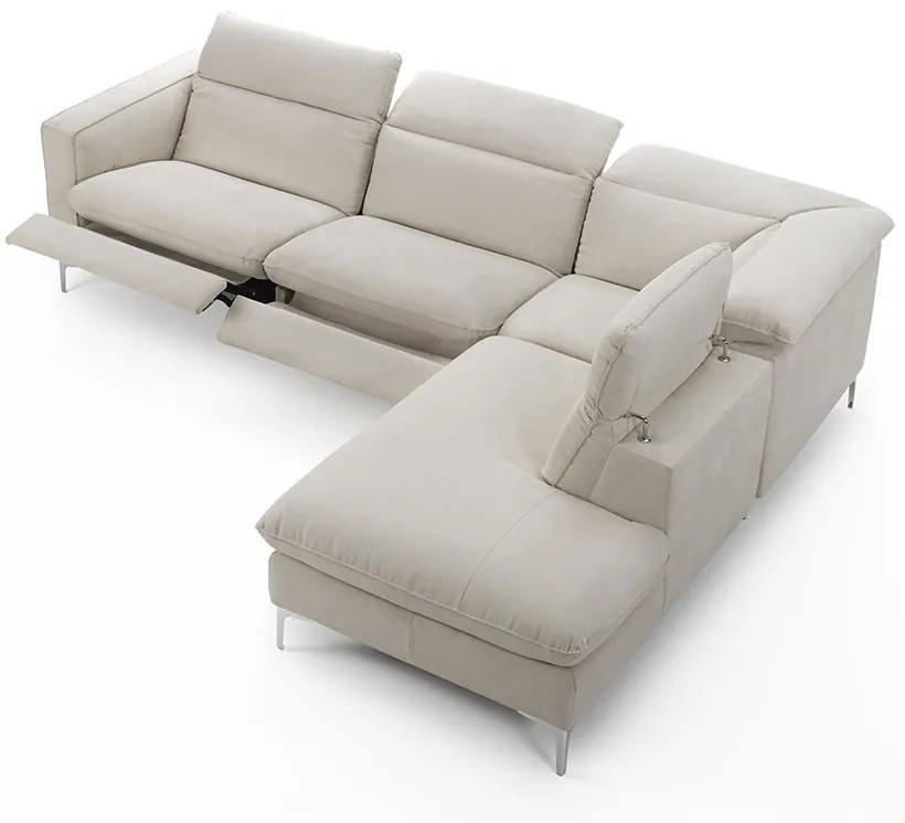 Pregio Italia sofa&relax Luxusní polohovatelná sedačka HAPPY Provedení: 2 místná 1 el. poloh. + lehátko, Vzorník látek: tekno fibra 12 light pink