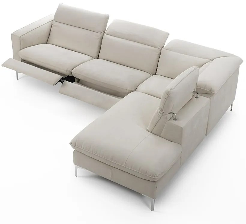 Pregio Italia sofa&relax Luxusní polohovatelná sedačka HAPPY Provedení: 2 místná 1 el. poloh. + lehátko, Vzorník látek: tekno fibra 21 mid blue