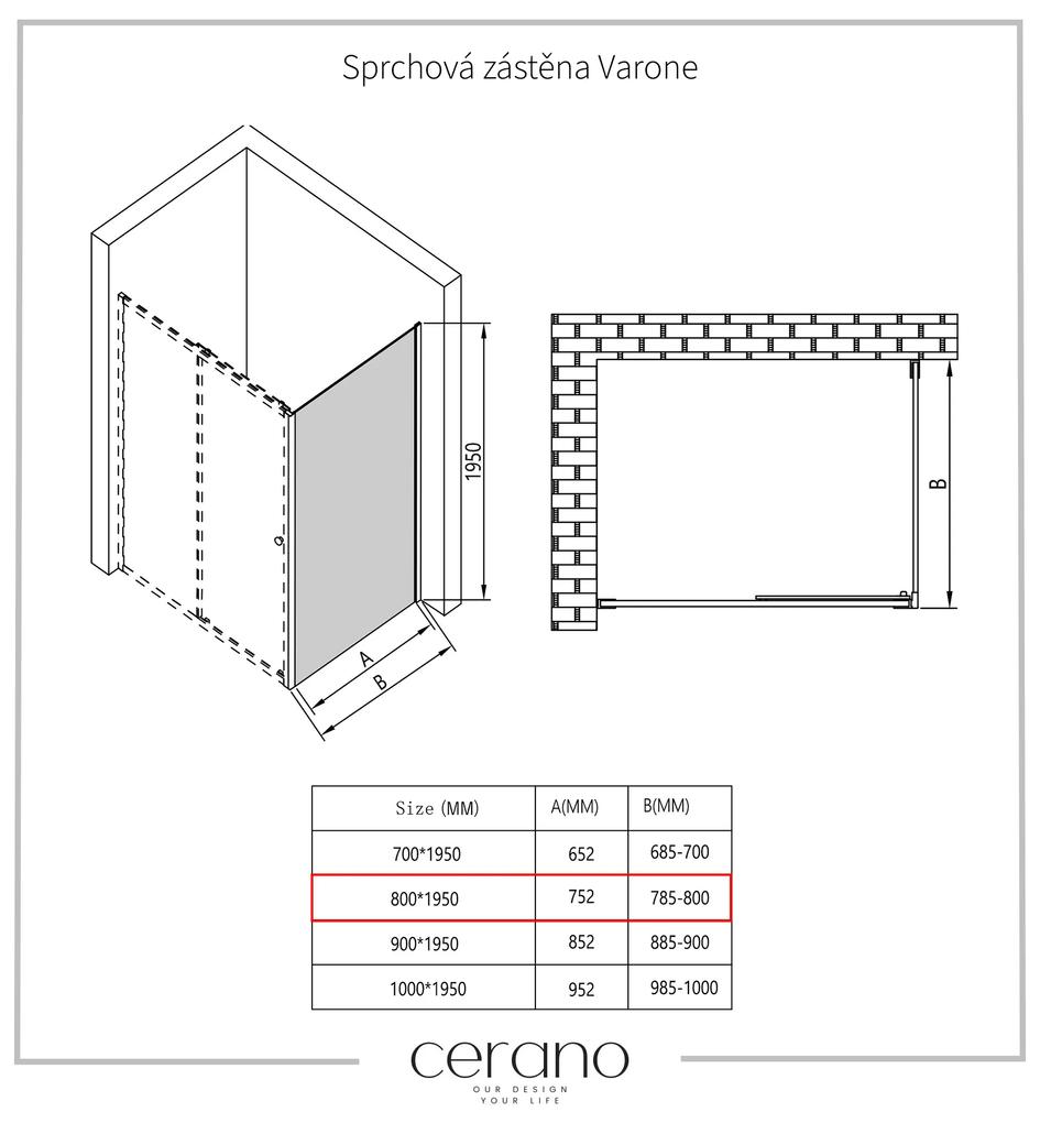 CERANO - Sprchový kout Varone L/P - černá matná, transparentní sklo - 140x80 cm - posuvný