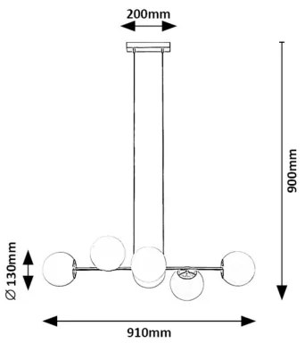 Rabalux 72249 - Lustr na lanku KIARA 6xE27/35W/230V zlatá
