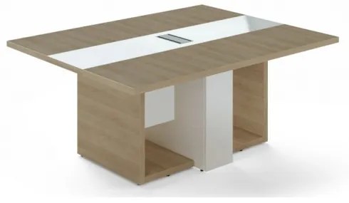Jednací stůl TRIVEX - 180x140 cm - dub pískový/bílá - 3D5307