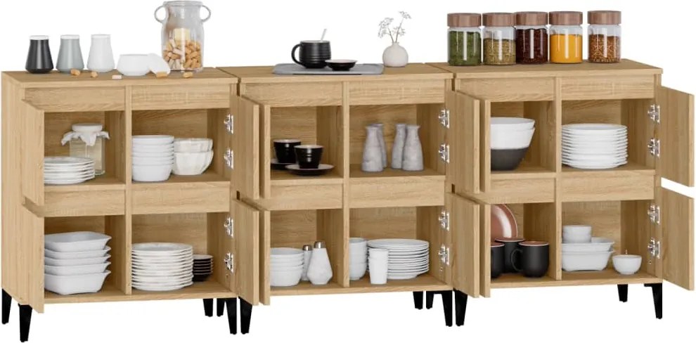 Příborníky 3 ks dub sonoma 60 x 35 x 70 cm kompozitní dřevo 3185778