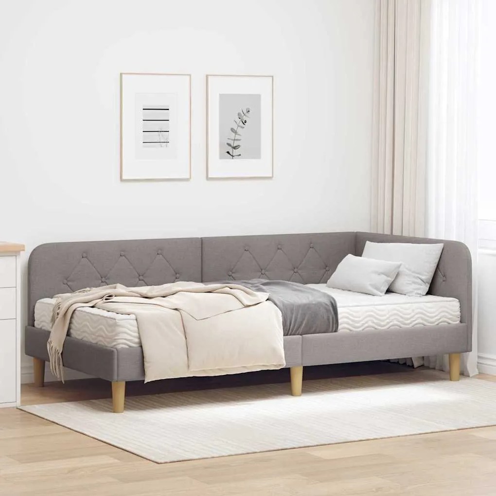 Rohový rám postele Taupe 100 x 200 cm textil 3394130