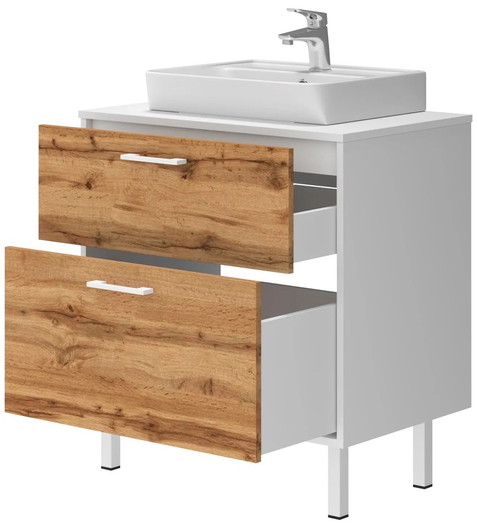 Lavedo Afina Neon White/Wotan Oak 70 koupelnová skříňka s umyvadlem