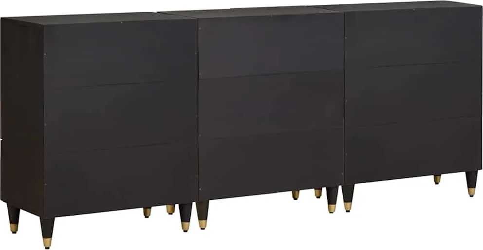 Sada koupelnových skříněk 3 ks 180 x 33 x 75 cm Černá 3310158